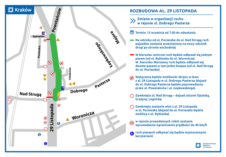 Od dziś zmiany i nowa organizacja ruchu w rejonie al. 29 Listopada - Lubię Kraków